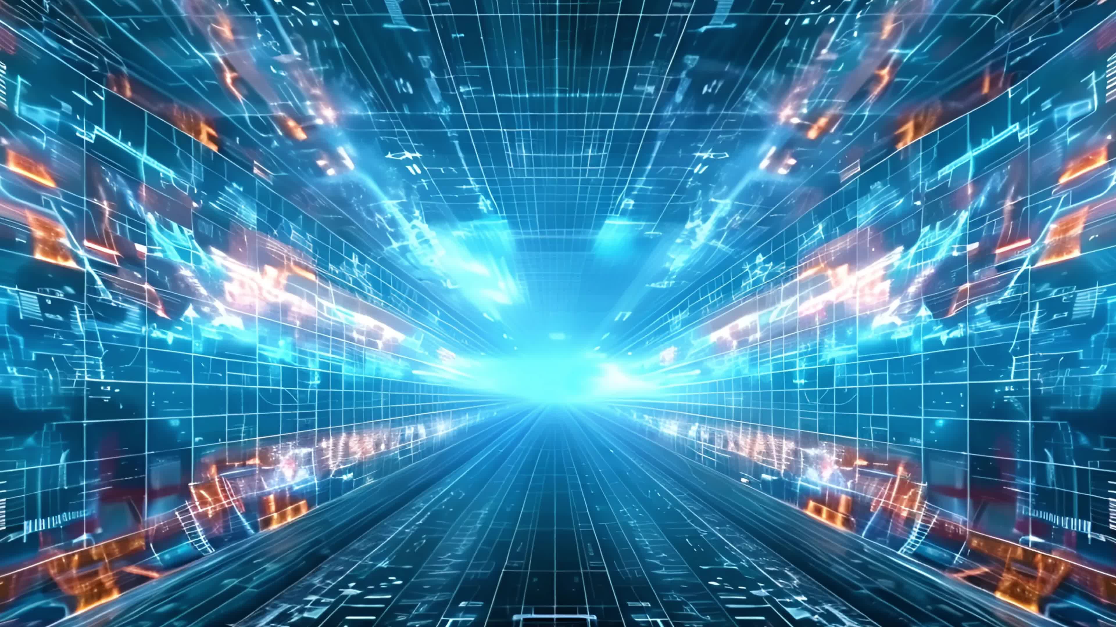 4K蓝色虚拟大脑人工智能科技AI视频素材视频特效素材-千库网