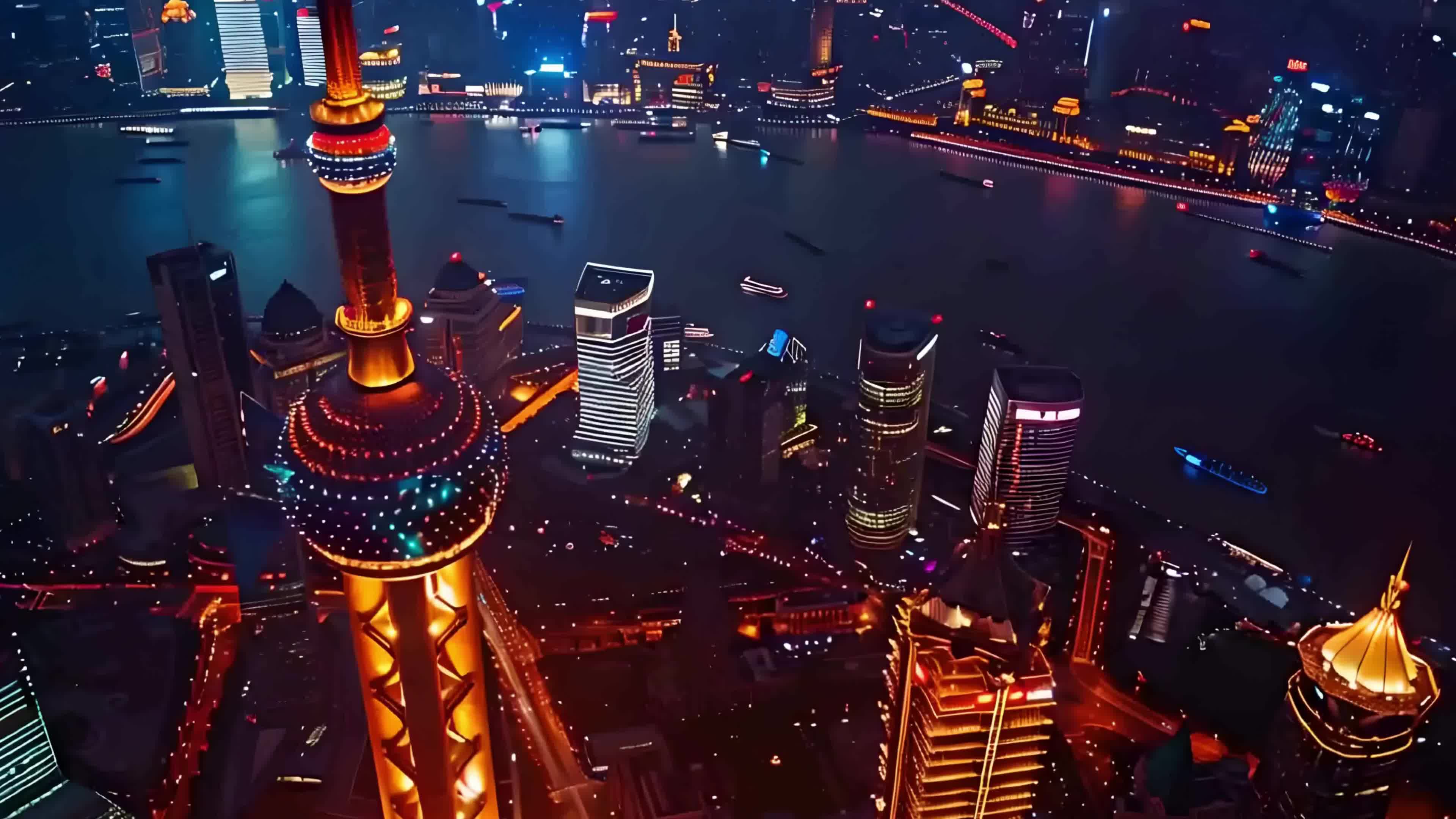 4K上海陆家嘴夜景航拍建筑实拍视频素材视频特效素材-千库网