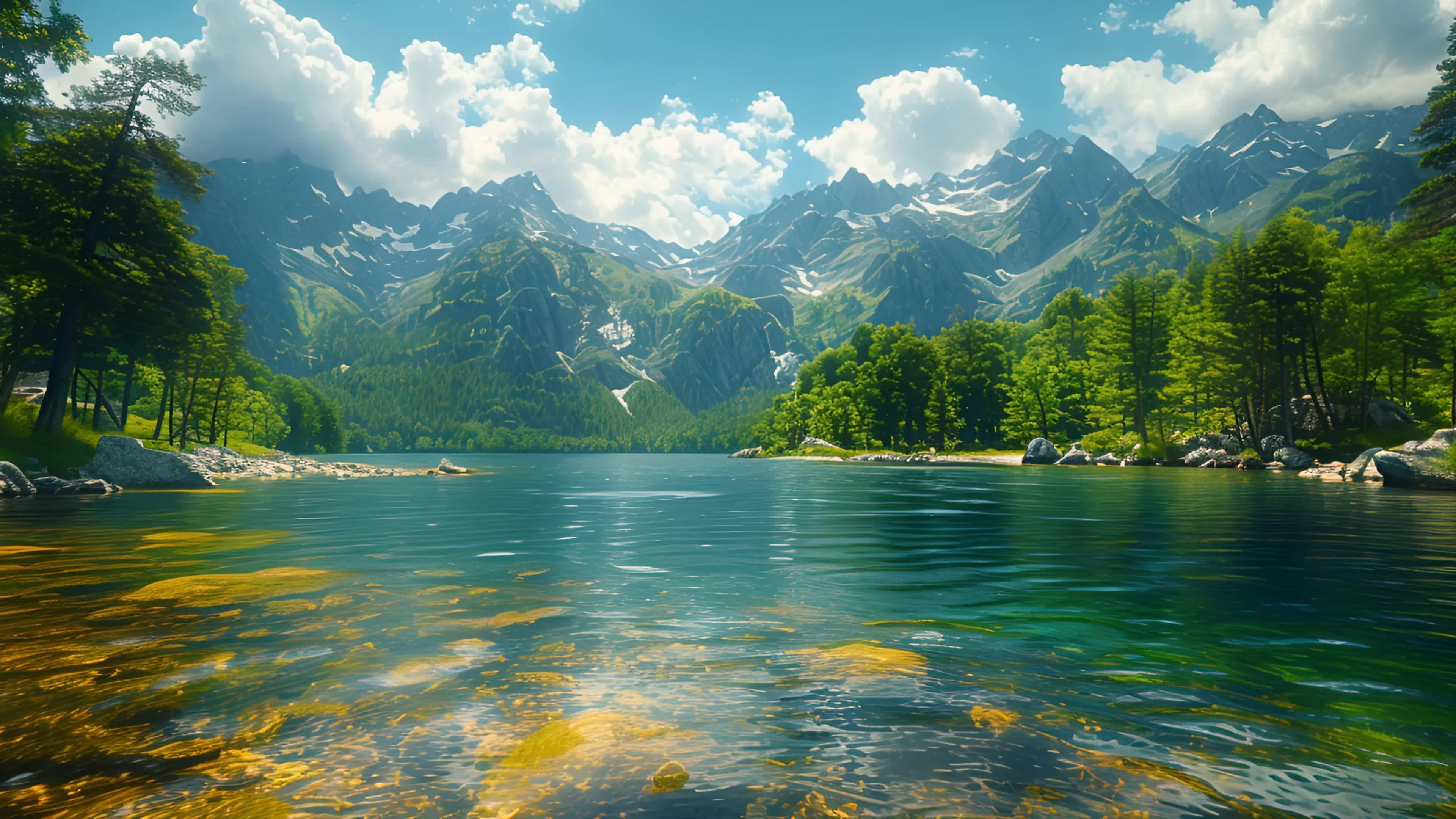 4K森林湖泊风景自然风光素材视频实拍视频特效素材-千库网