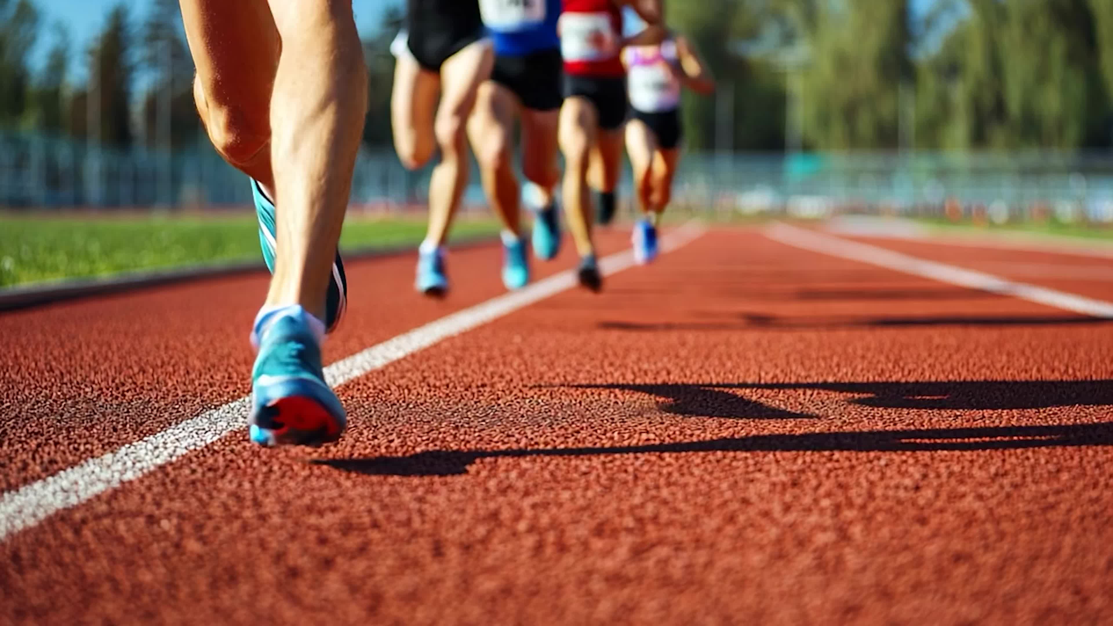 4K运动场跑道上跑步的人群脚步特写素材视频特效素材-千库网