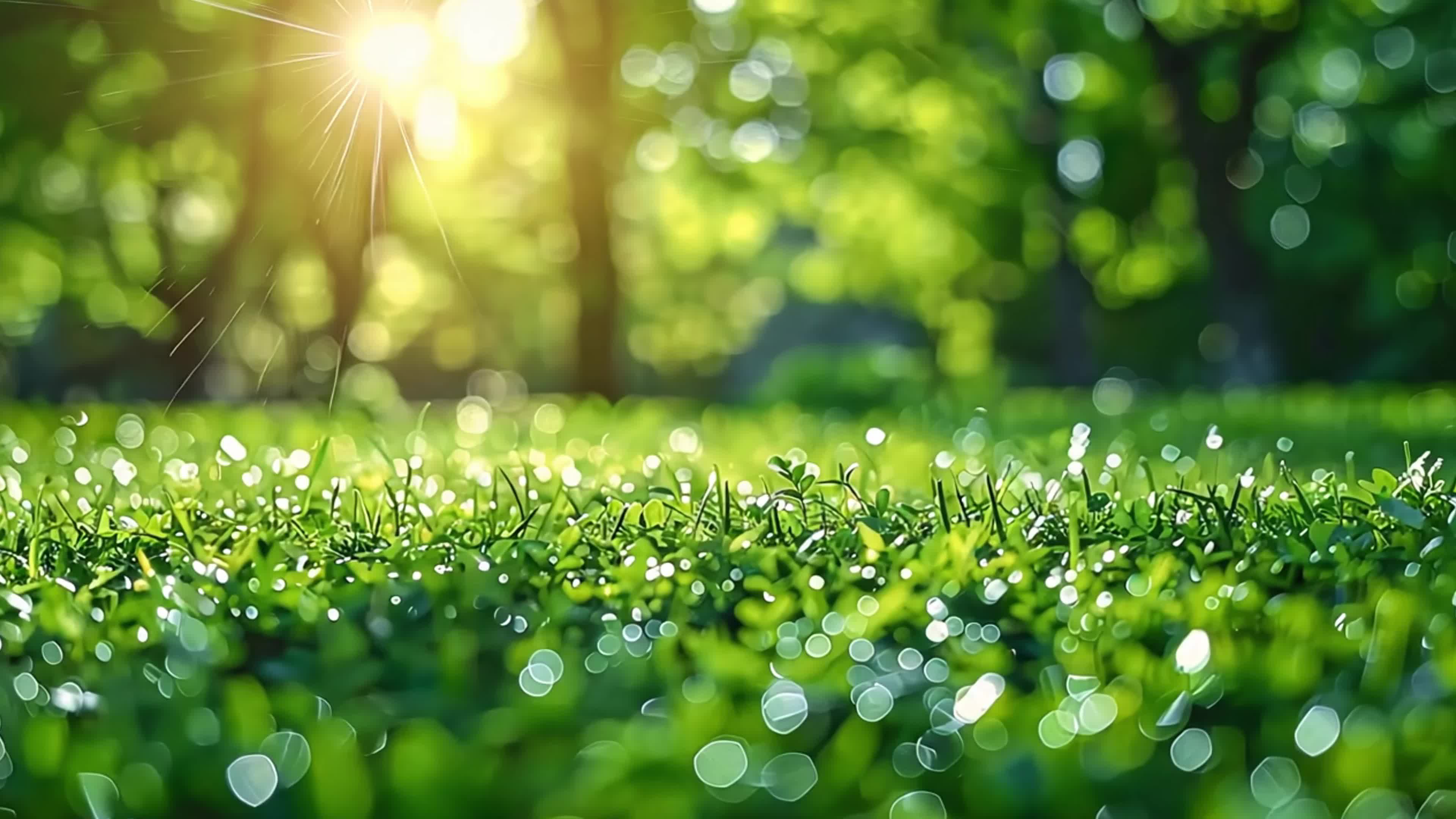 4k春天公园发芽的草地素材视频视频特效素材-千库网