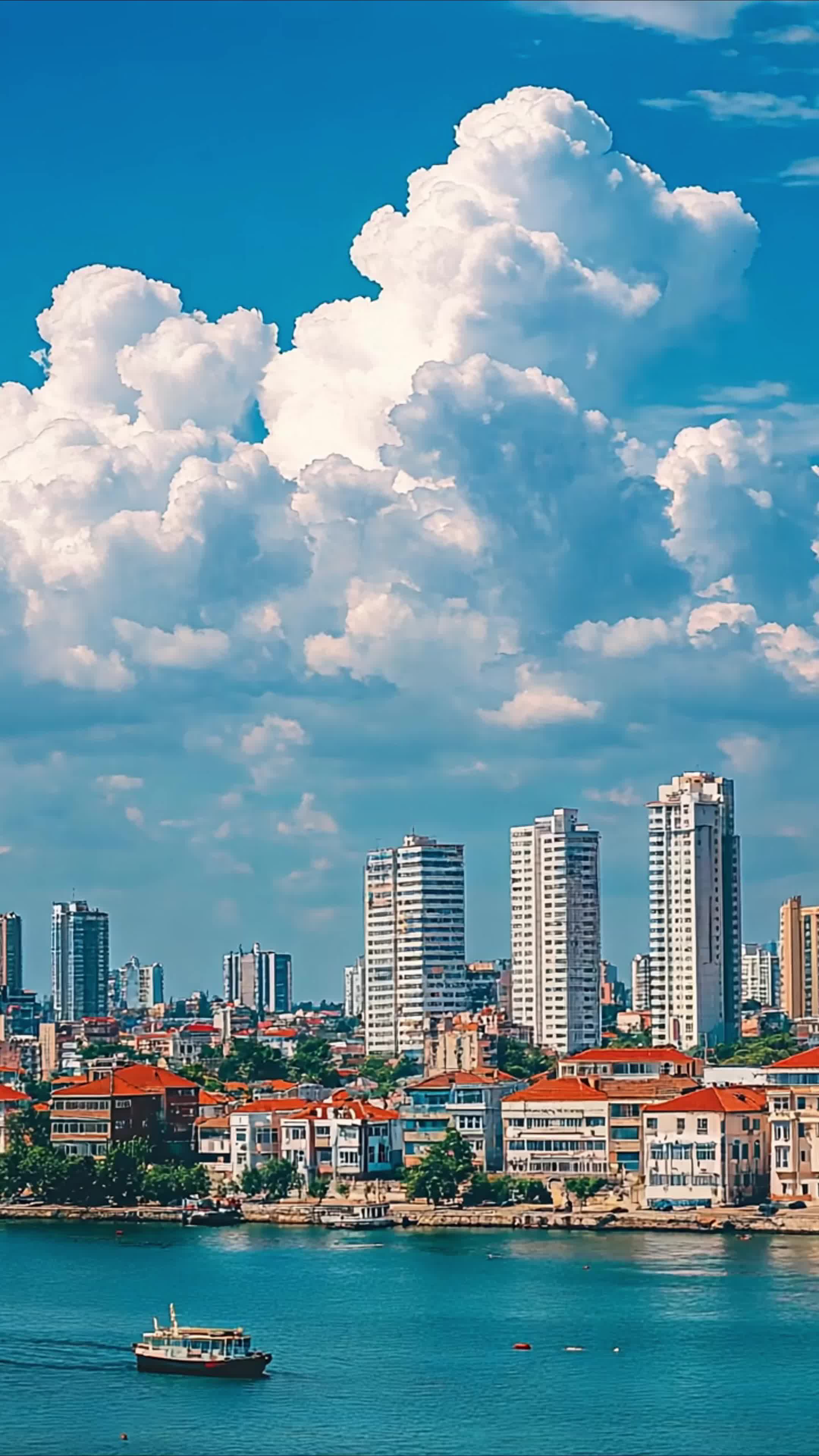 4k城市建筑海水视频实拍视频特效素材-千库网