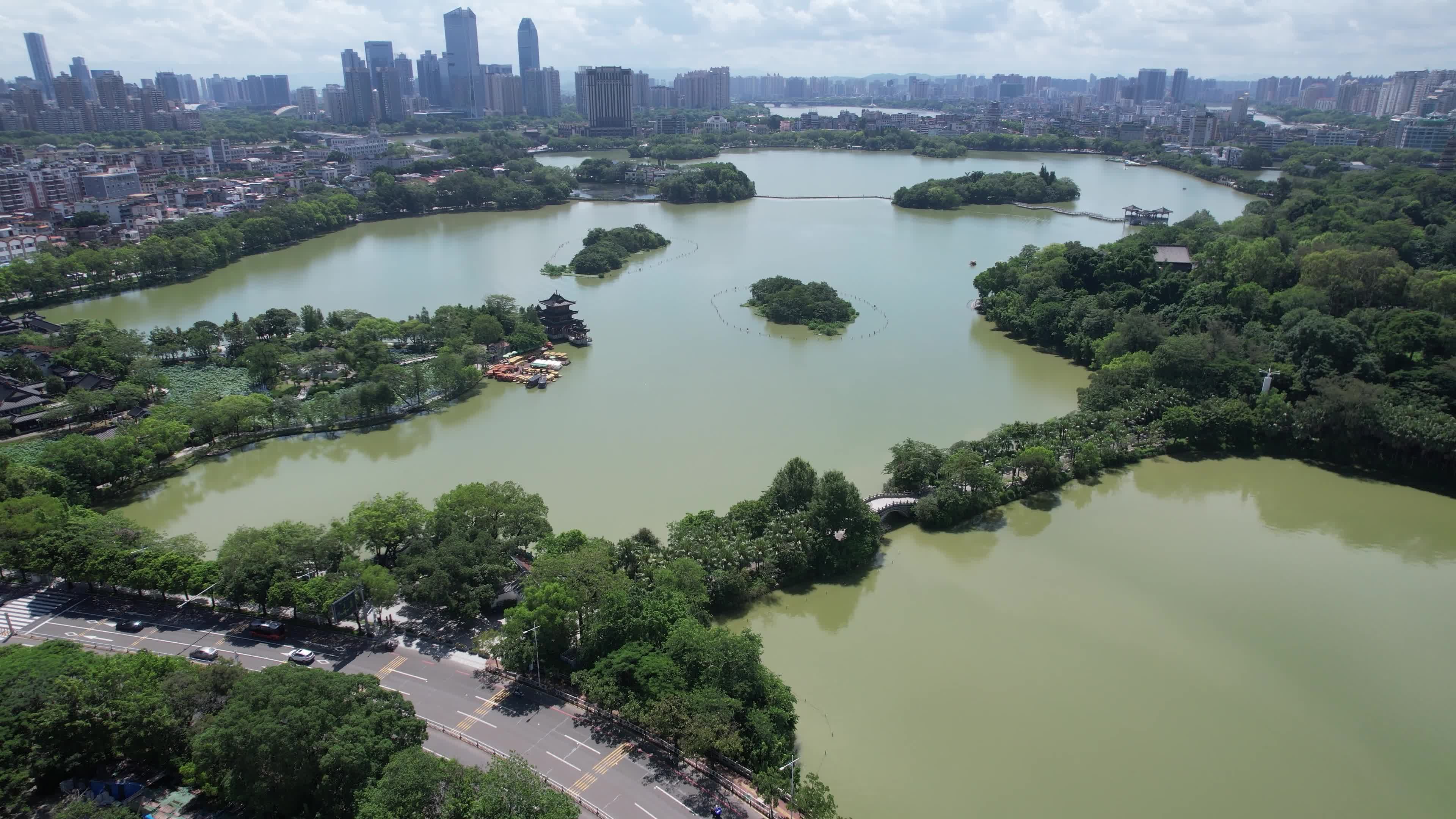 4K广东惠州西湖5A景区自然风光航拍视频视频特效素材-千库网