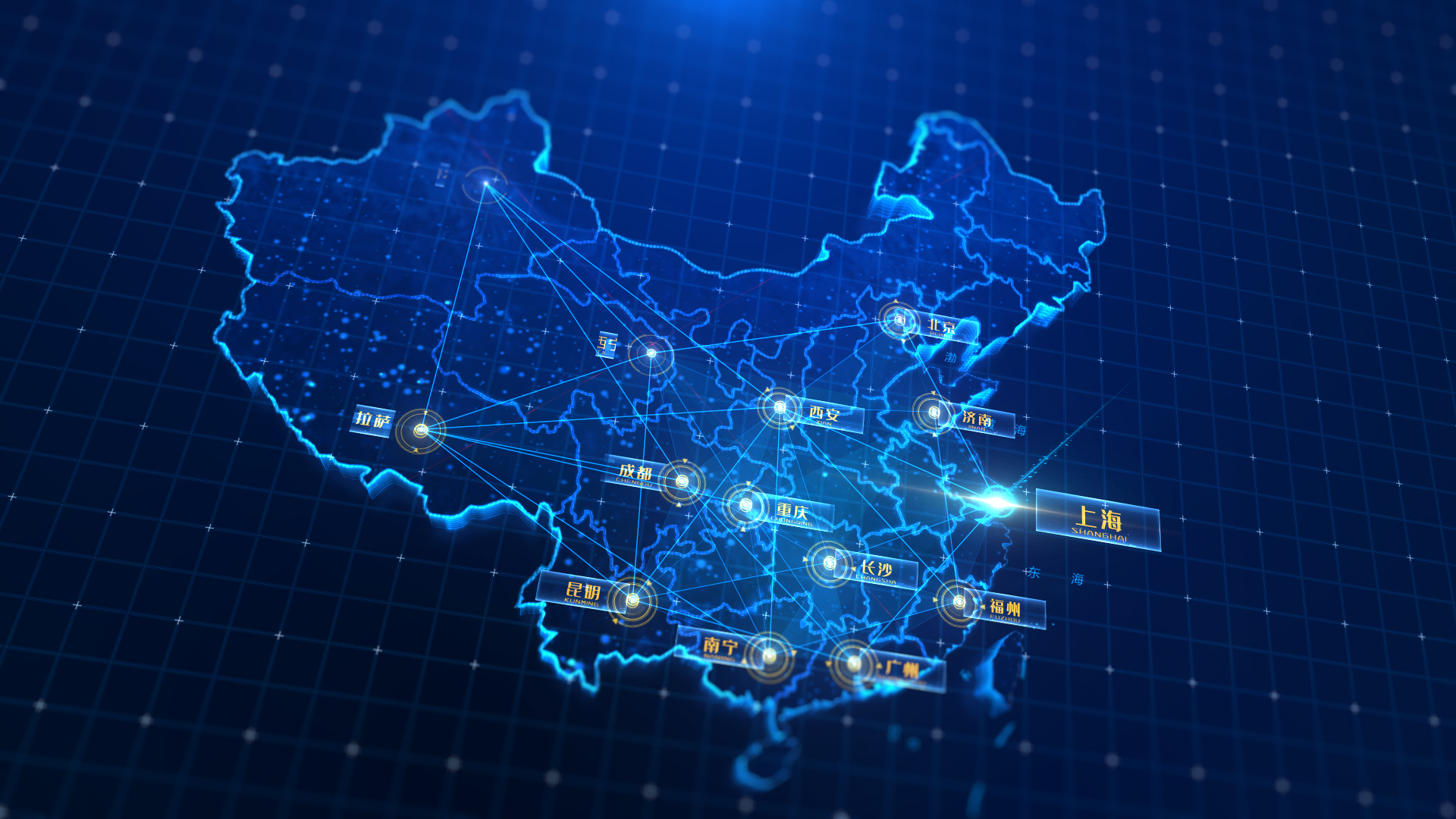 科技感四川省地图区域展示ae模板视频特效素材-千库网