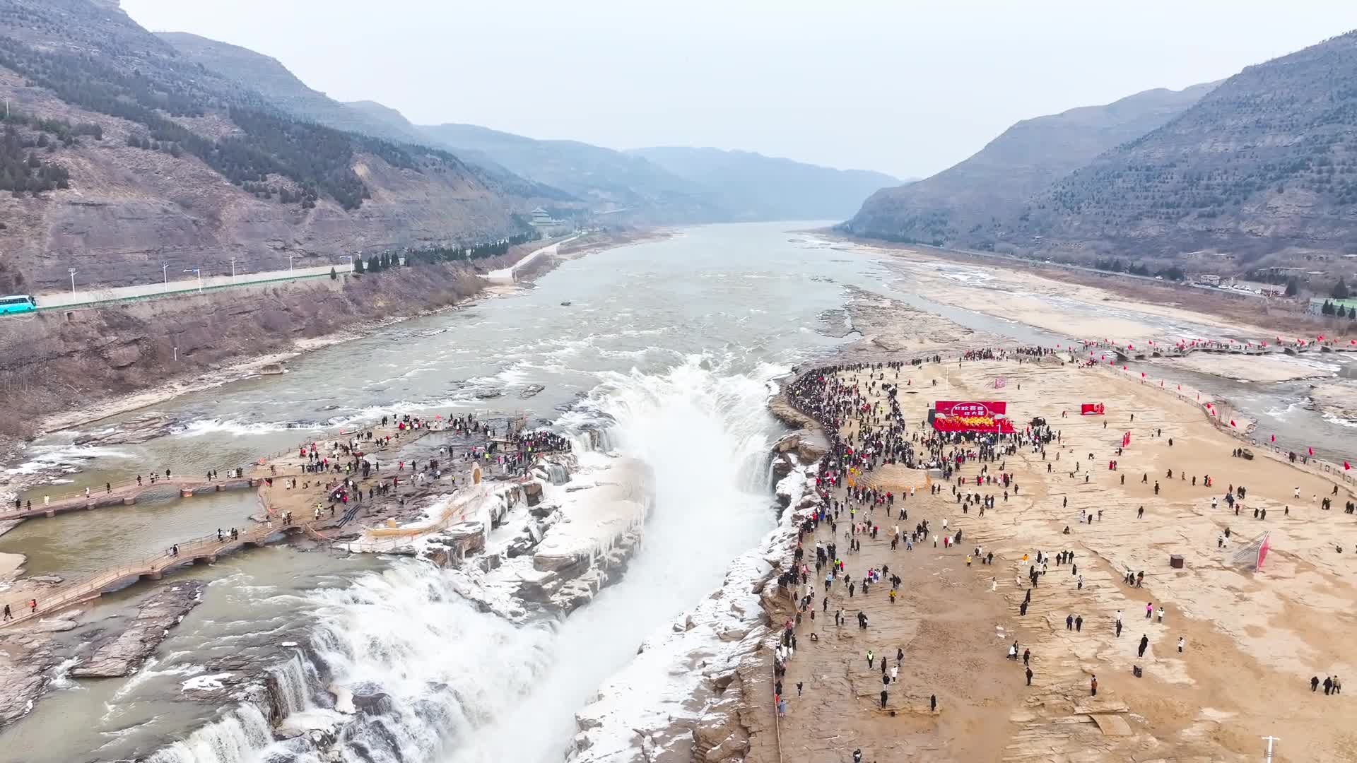 4K航拍壶口瀑布黄河瀑布水流自然旅游景区实拍视频素材视频特效素材-千库网