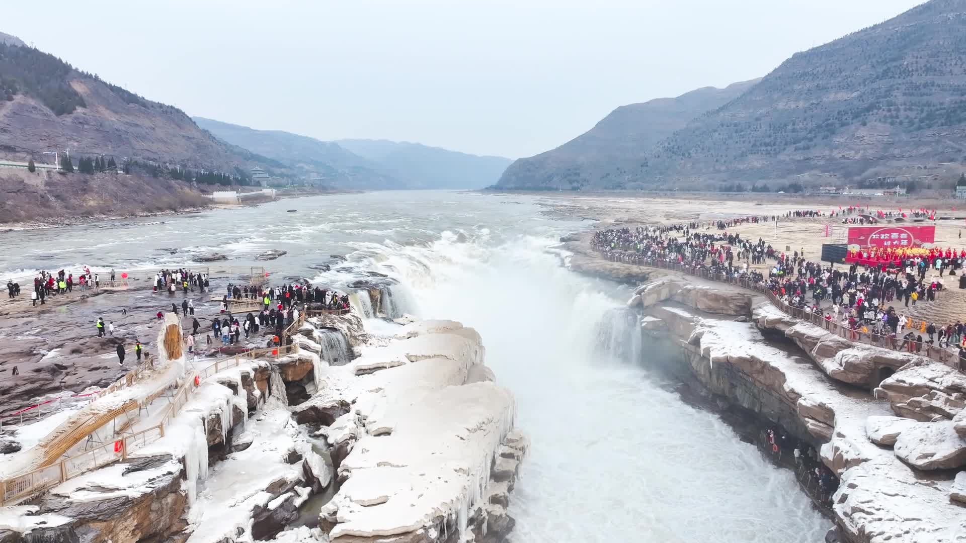 4K航拍壶口瀑布黄河瀑布水流自然旅游景区实拍素材视频特效素材-千库网