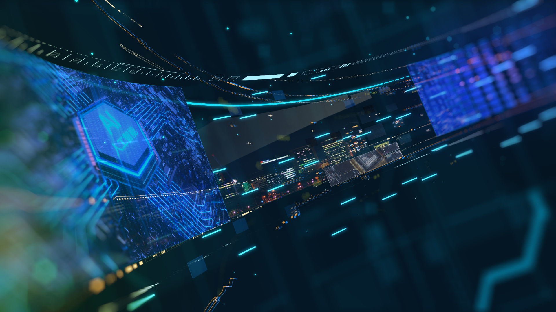 科技感三维空间环形图片屏幕无限循环视频特效素材-千库网