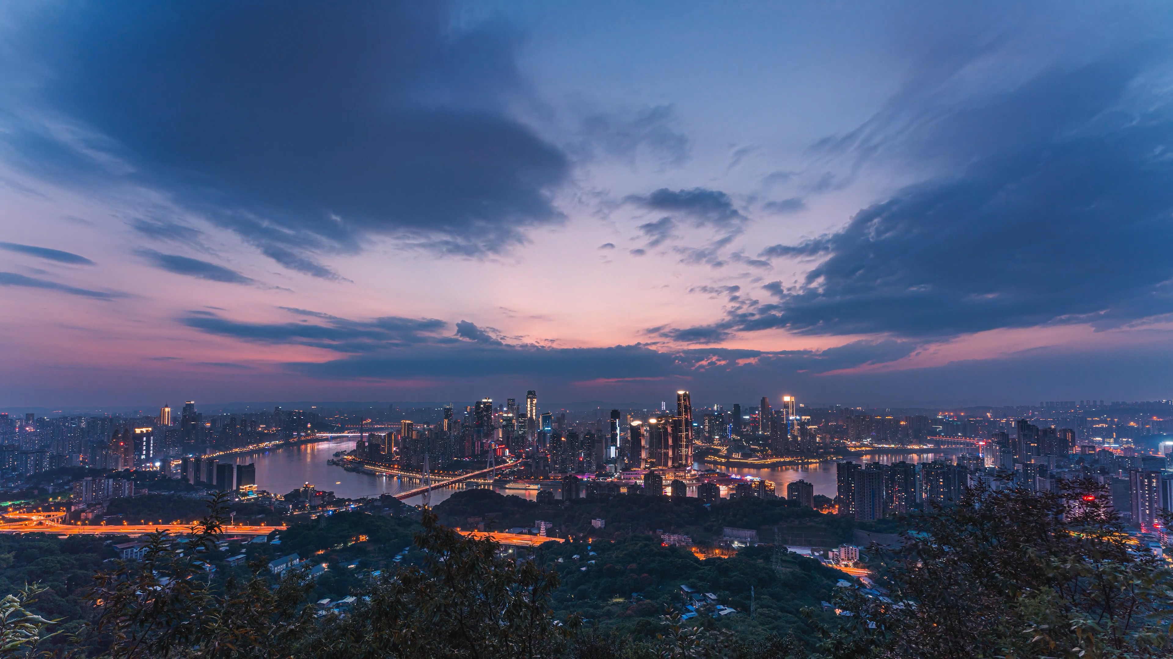 重庆江北嘴CBD夜景航拍视频特效素材-千库网