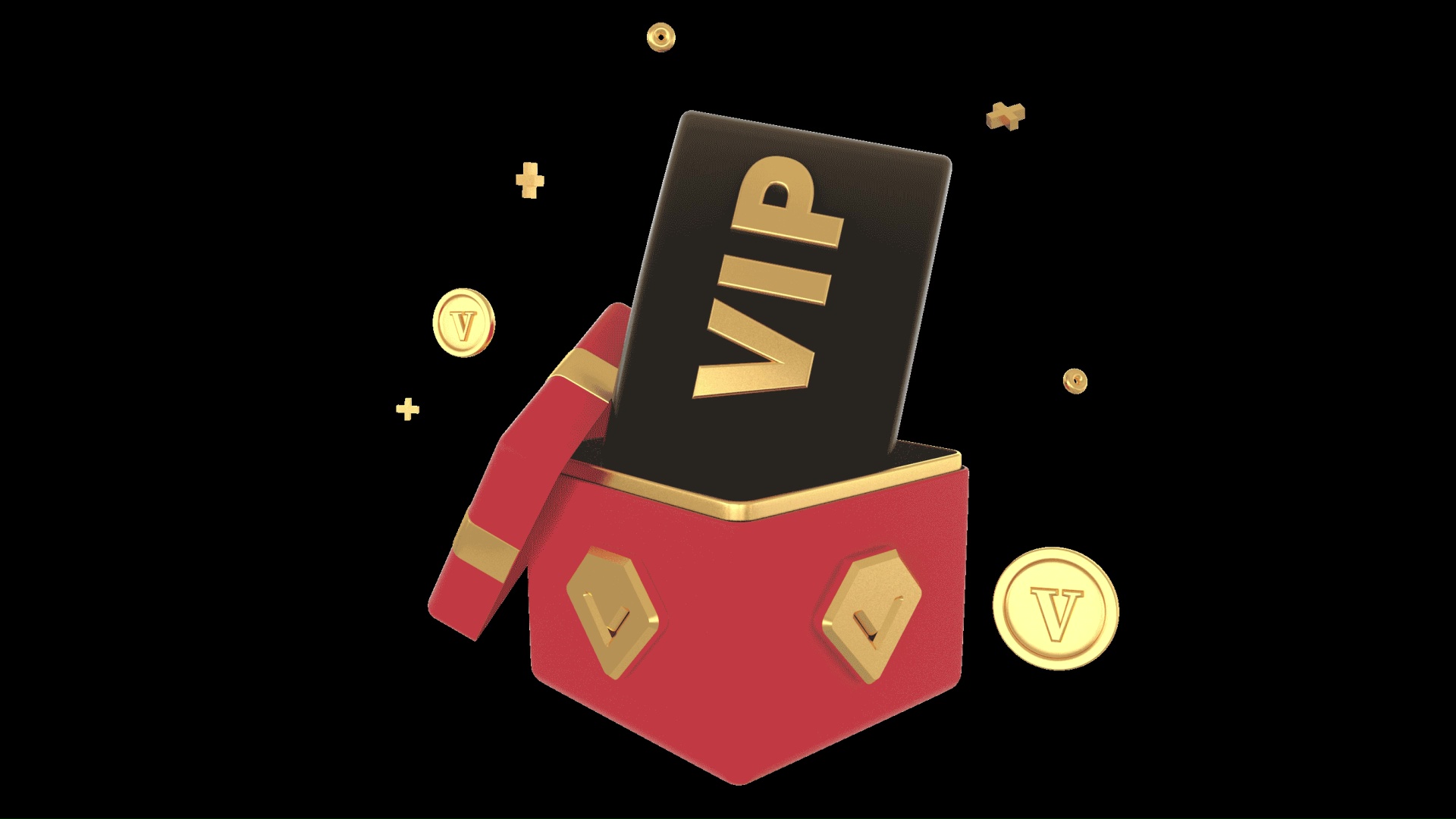 vip盒子会员礼盒会员卡3D立体C4D视频特效素材-千库网