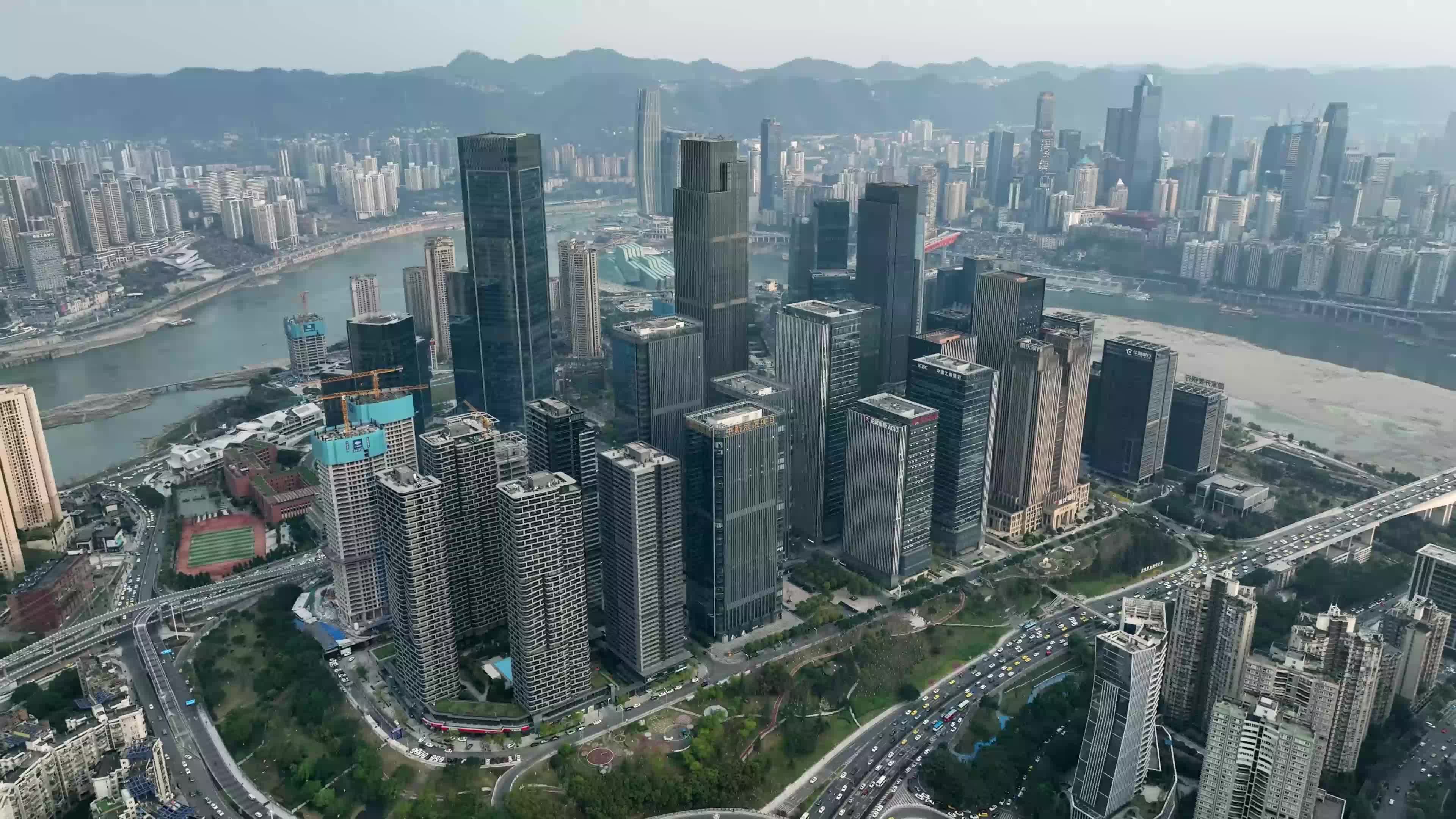 重庆江北嘴CBD航拍08视频特效素材-千库网