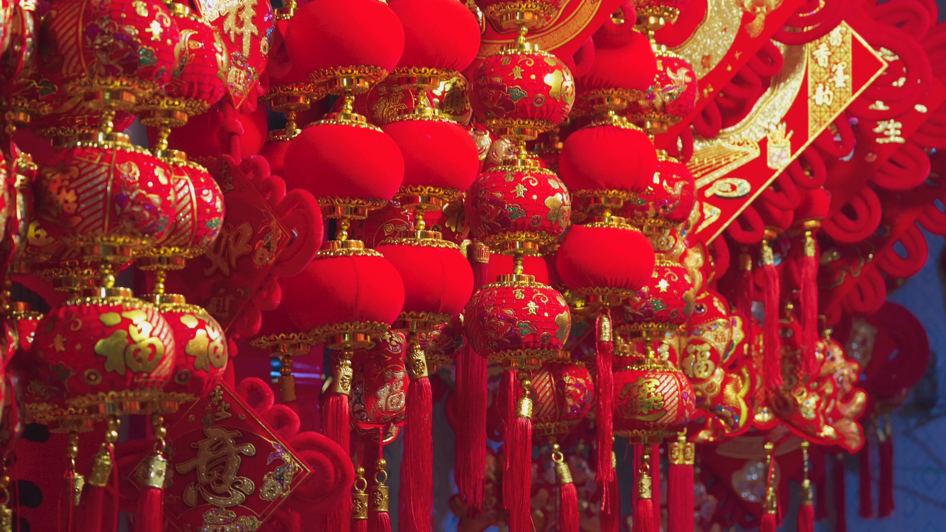 4K实拍春节氛围集市年货新年挂饰年味视频实拍视频特效素材-千库网