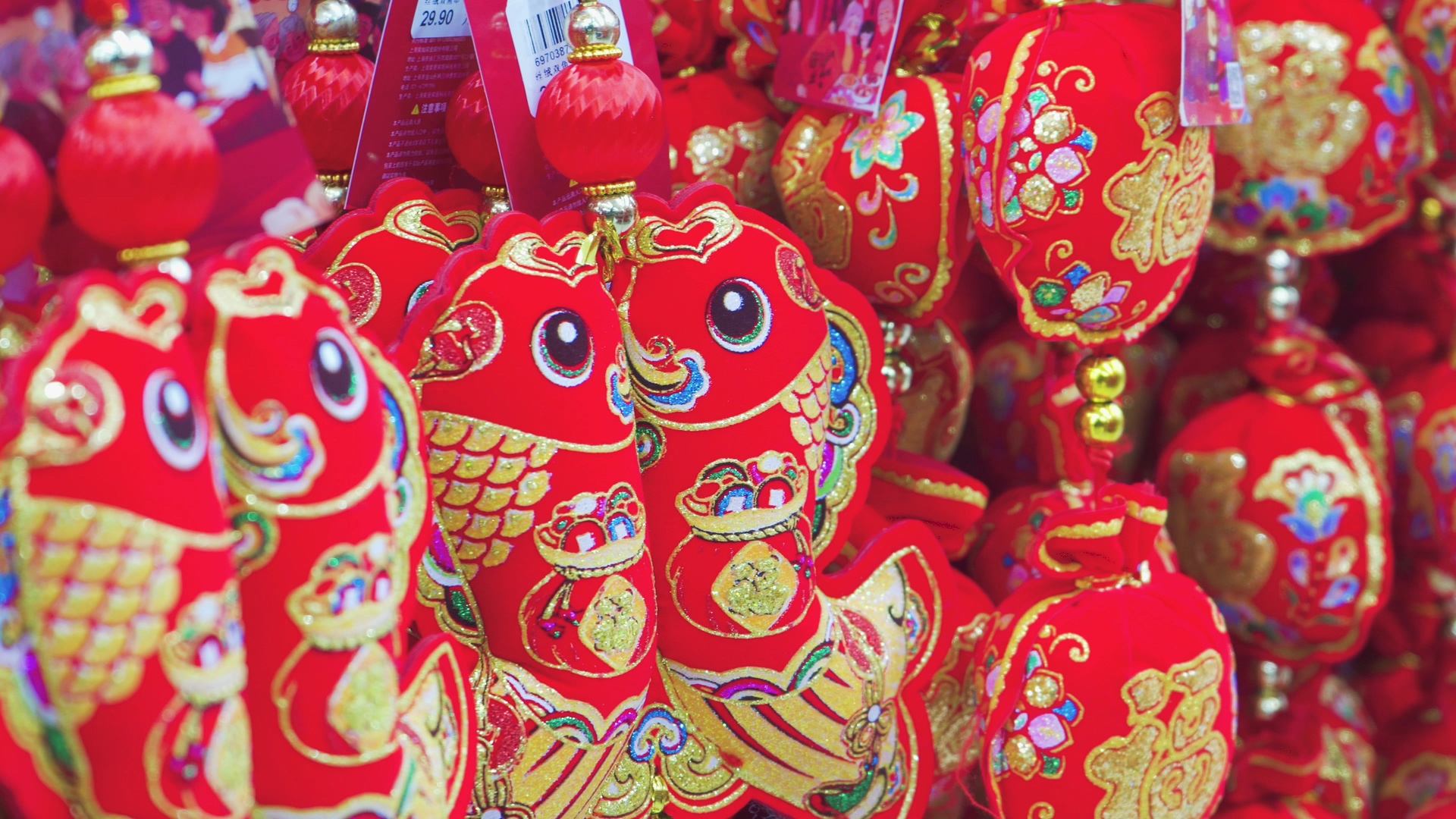 4K实拍春节氛围集市年货新年挂饰年味视频实拍视频特效素材-千库网