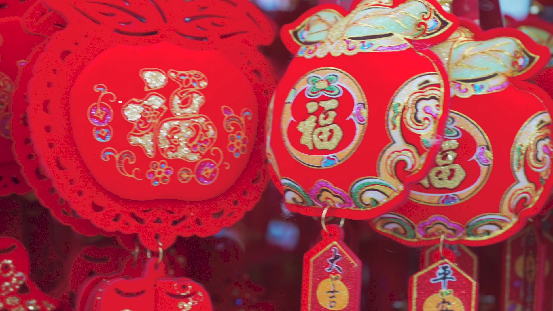 4K实拍春节氛围新年挂饰小灯笼年味视频实拍视频特效素材-千库网