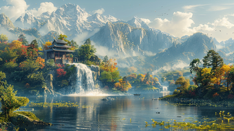 古风高山流水ae模板-古风高山流水pr模板-古风高山流水视频素材-千库网