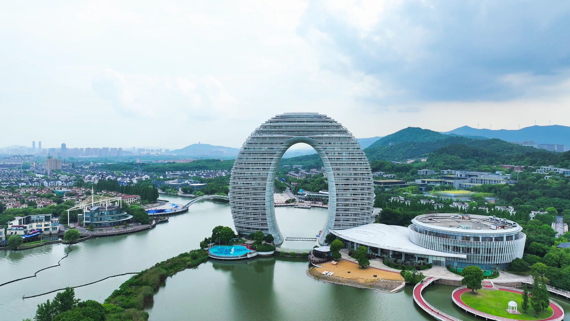 4K航拍湖州太湖月亮湾喜来登度假酒店实拍视频素材视频特效素材-千库网