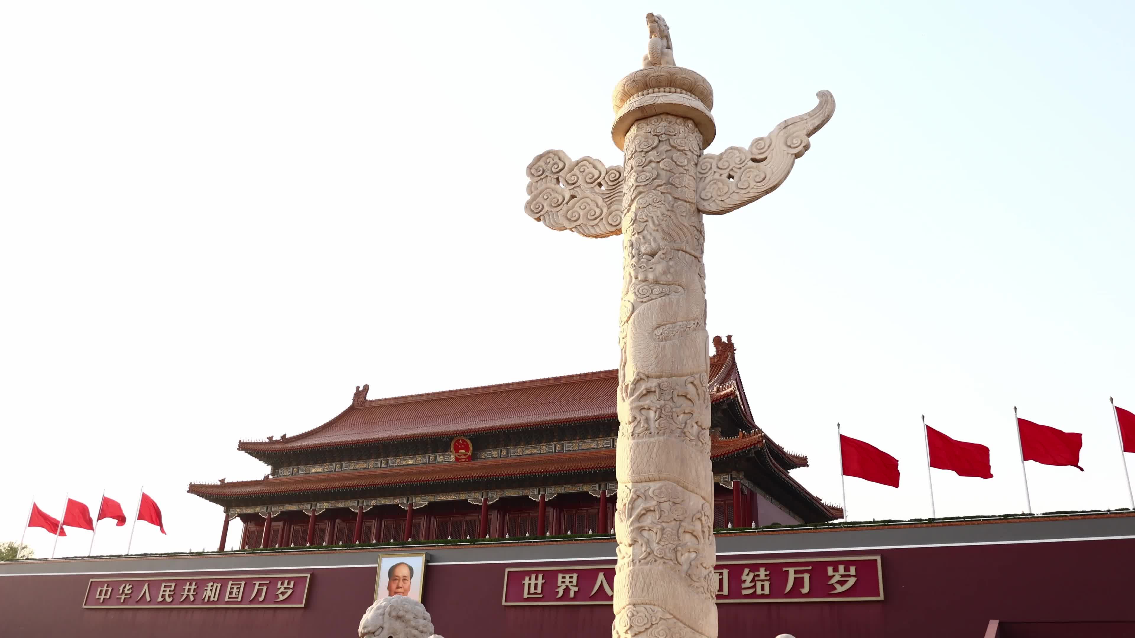 4k北京地标天安门广场城楼视频实拍视频特效素材-千库网