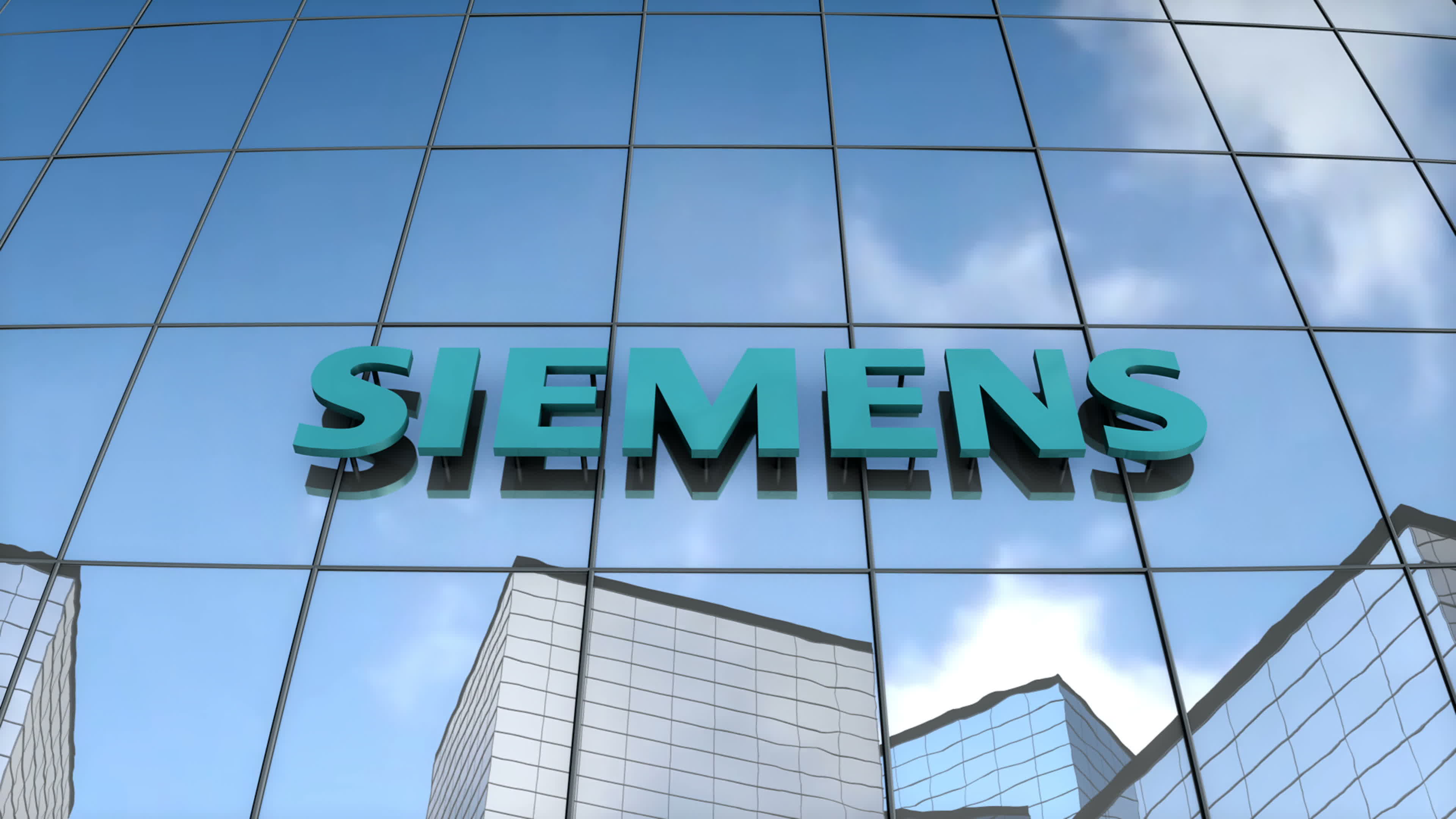 玻璃建筑上的西门子编辑标志视频特效素材-千库网