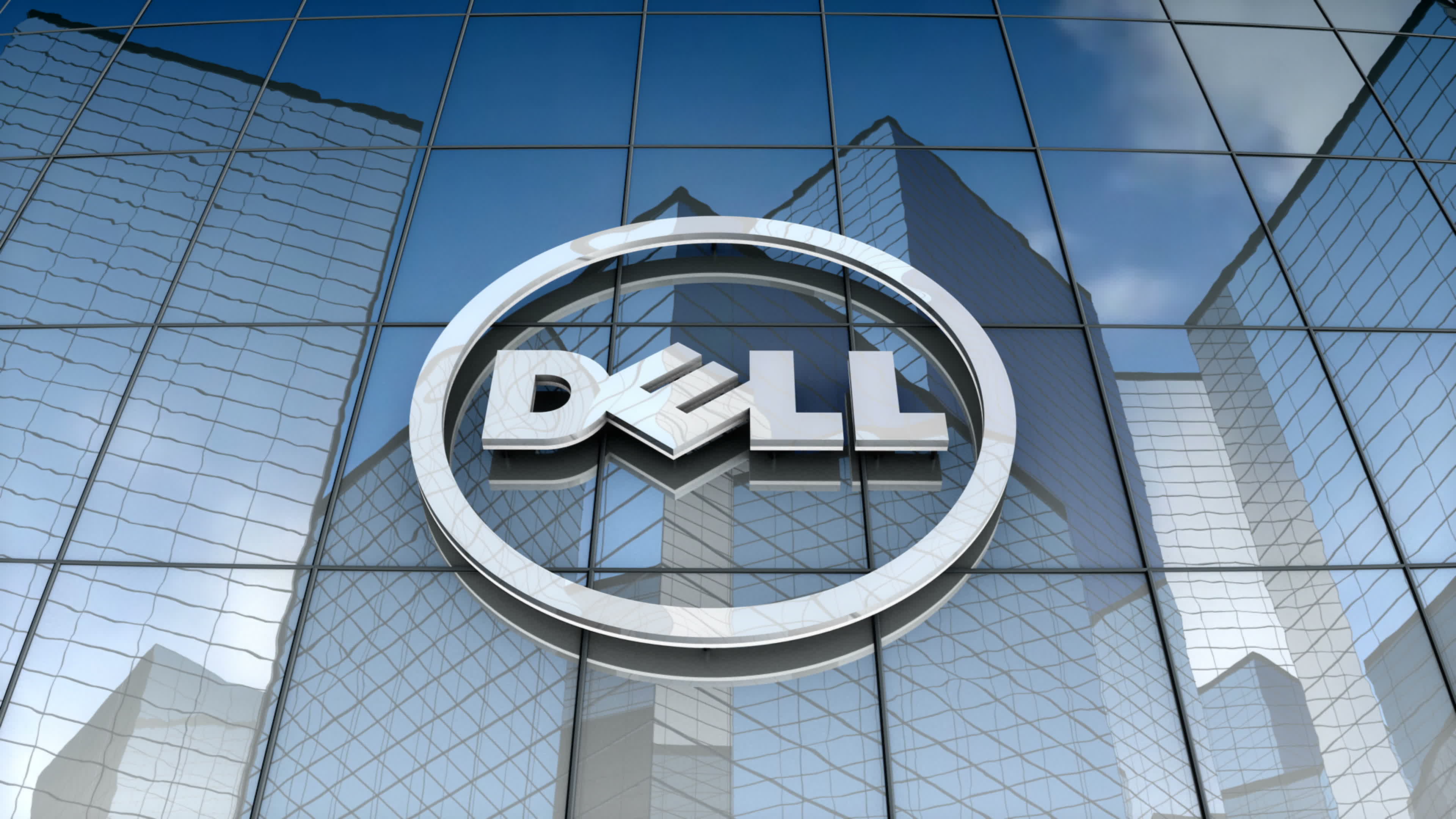 社论玻璃建筑上的戴尔徽标视频特效素材-千库网