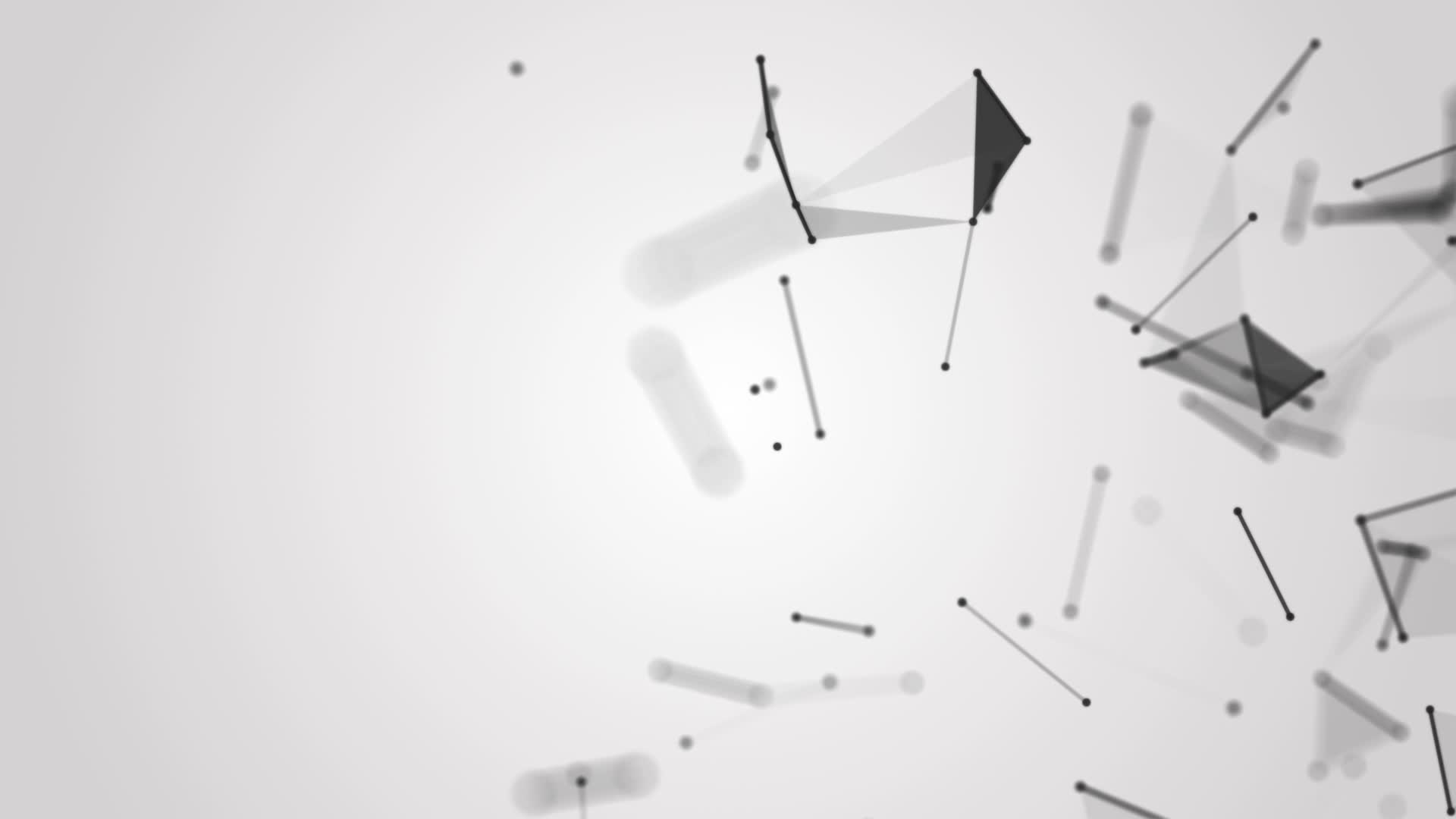 抽象丛丛黑白几何形状的3渲染动画具有移动三角形线条和网点的通信技术网络背景物联网和用户界面视频特效素材-千库网